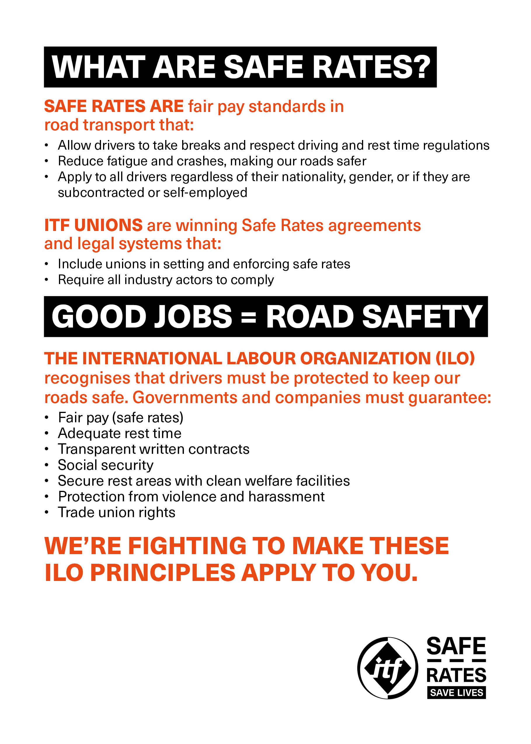 Safe Rates Campaign Materials | ITF Global